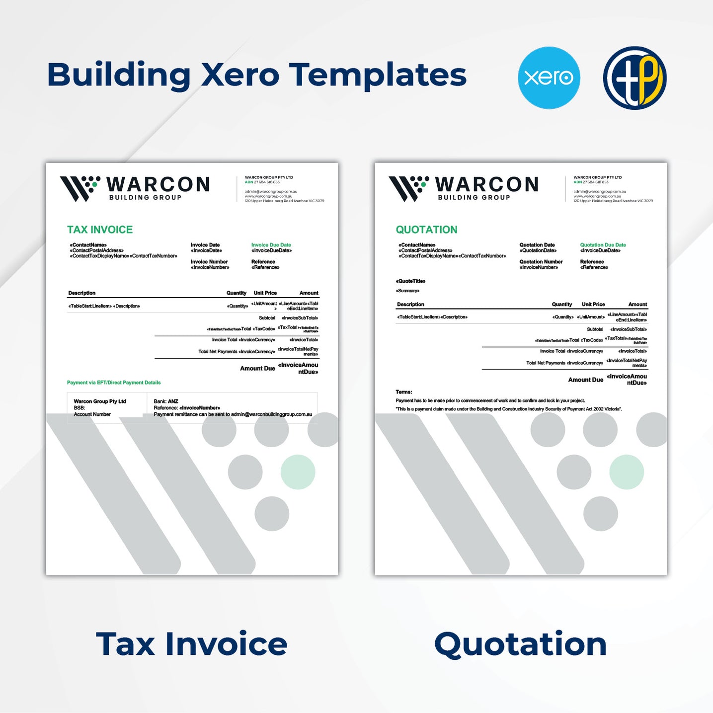 Xero templates | Custom Invoice Templates — Tradie Packs