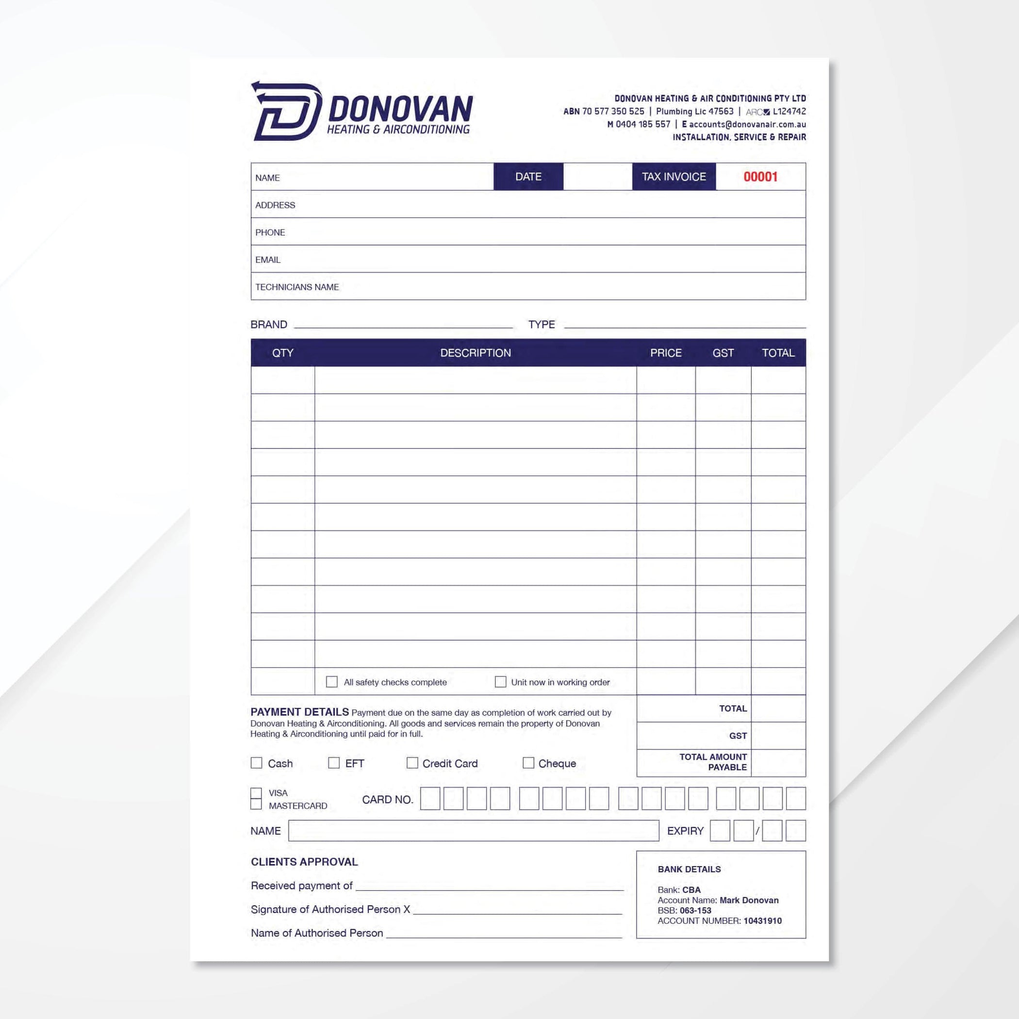 Custom A4 Carbonless Invoice Books for Tradies — Tradie Packs
