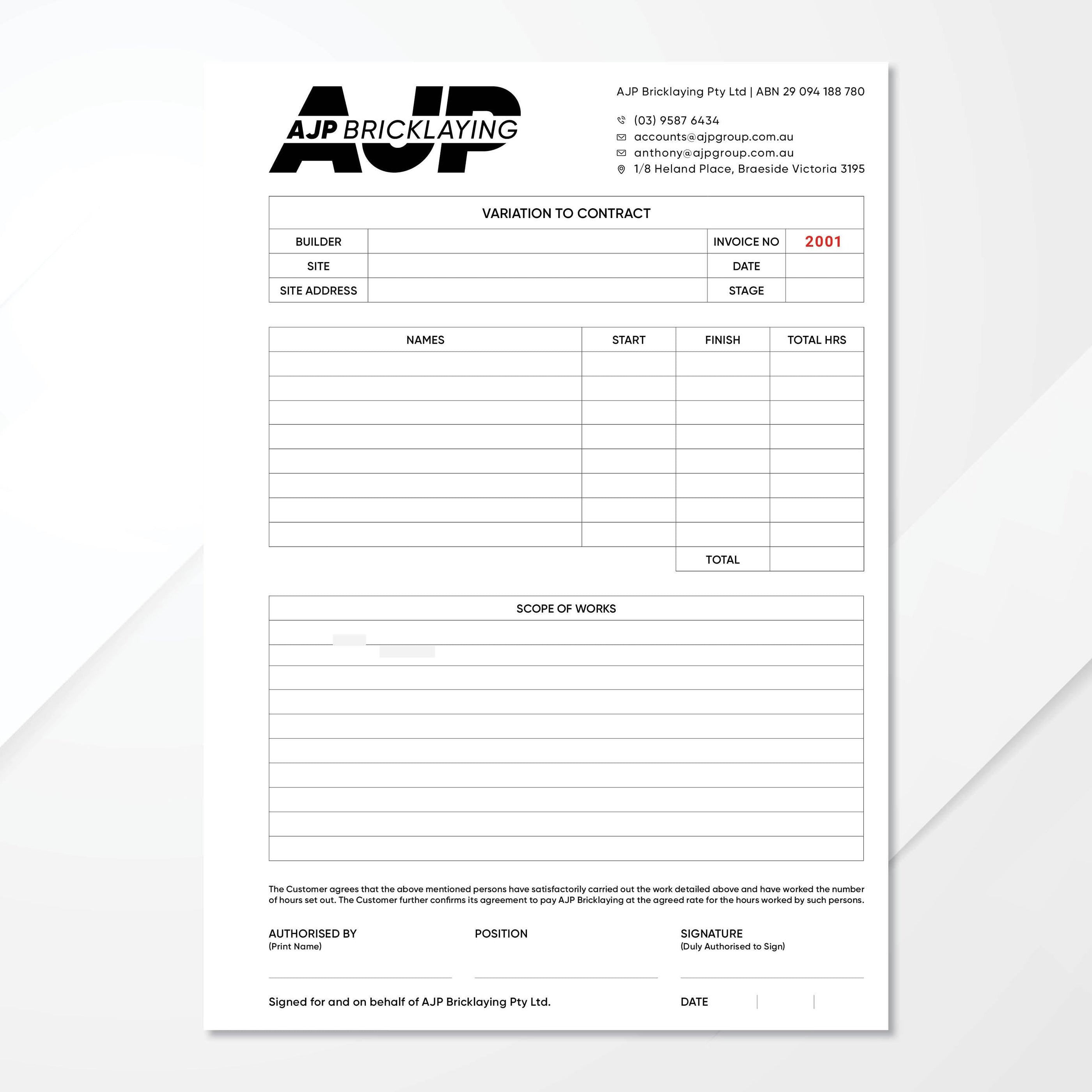 Custom Carbonless Invoice Books for Tradies — Tradie Packs