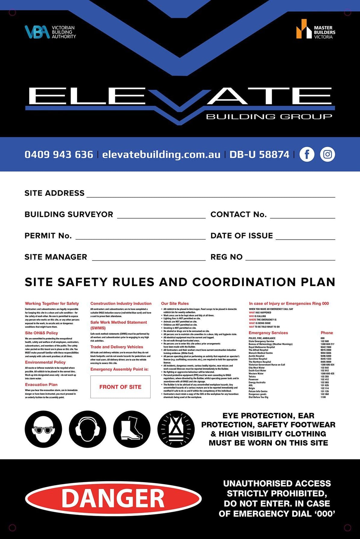 Large Site Safety Corflute Signs - Construction Site Signage — Tradie Packs