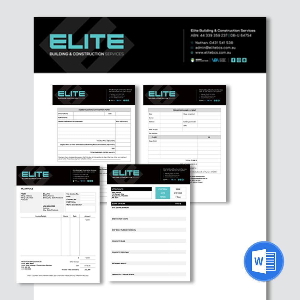 Electronic Builders Templates Pack | Proposal, Variations and Progress ...