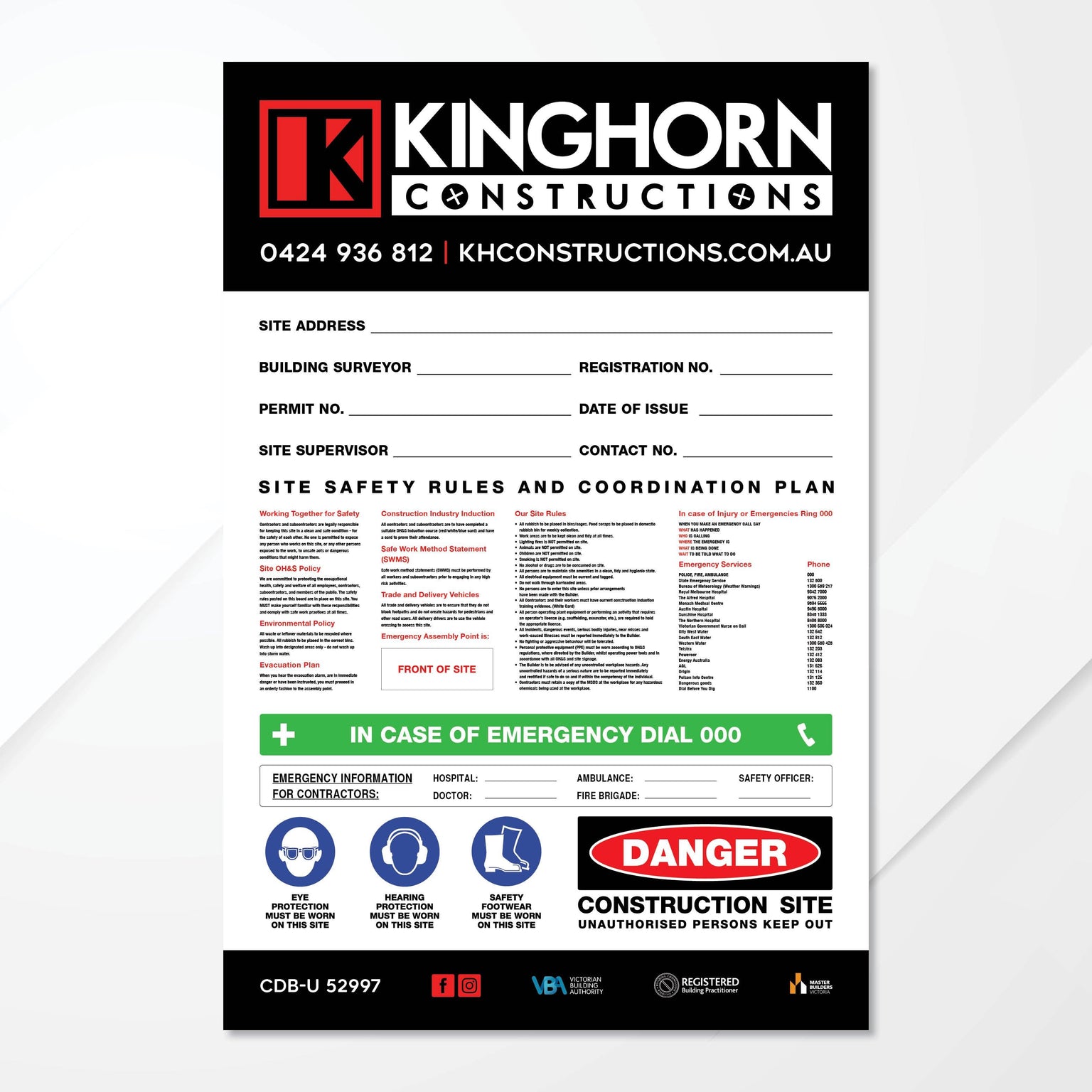 Construction Site Signage | Signage Construction Site Access — Tradie Packs